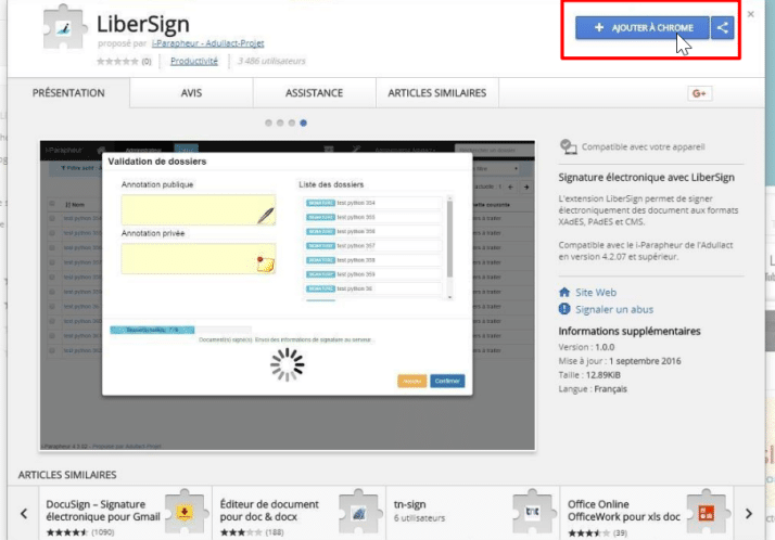 Installation de l’outil de signature électronique LIBERSIGN V2
